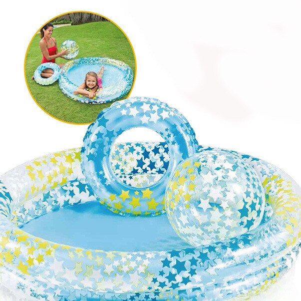 Piscina gonflabil INTEX 122x25cm, minge plaja 51cm si colac inot 51cm ...