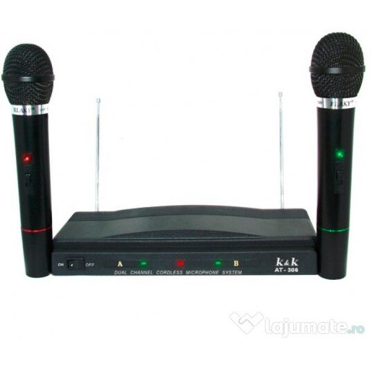 Set 2 Microfoane K & K, Wireless Cu Receptor - eMAG.ro