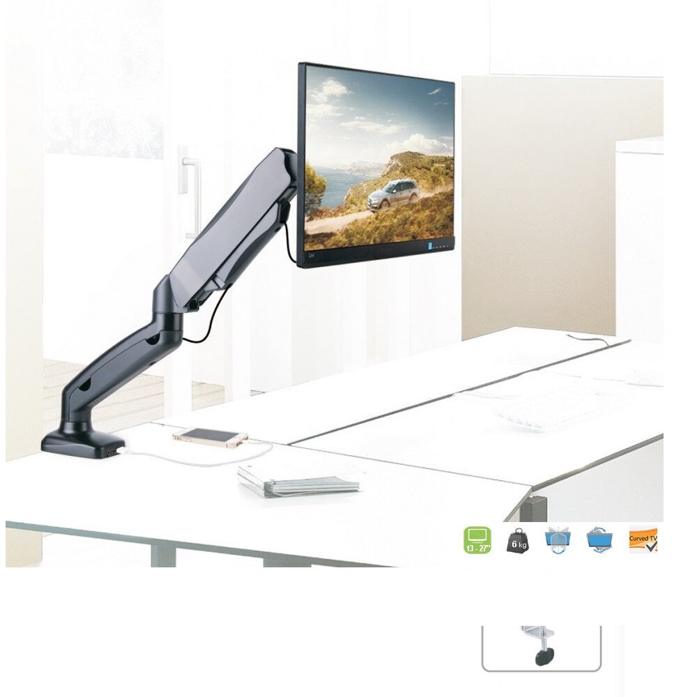 Техническа поддръжка за бюро Vesa 13 27 6 5kg Pivot Usb Audio
