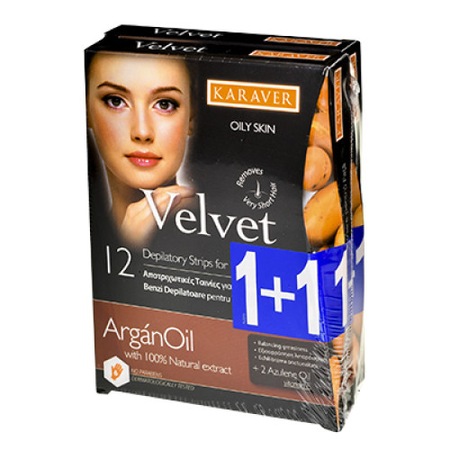 Benzi depilatoare fata, Karaver, cu ULEI ARGAN 12+12 buc+4 servetele 1 ...