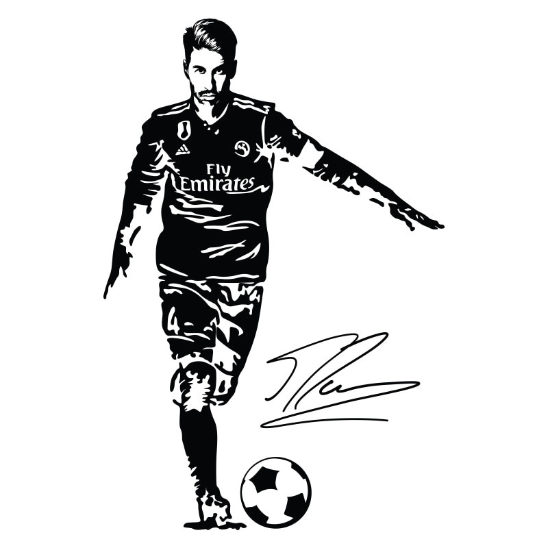 Sticker Decorativ - SMAER - Sergio Ramos - 120cm x 80cm - Negru - eMAG.ro