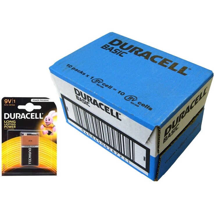 Baterii Duracell alcaline 9V, 6LF22 ,MN1604, 6LR61, blister 1, cutie 10 ...