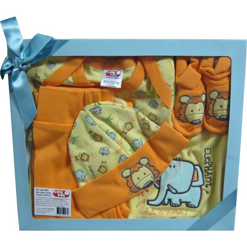 Set cadou bebe 5 piese, Primii Pasi, PP1220-5MS, galben, 0-6L - eMAG.ro