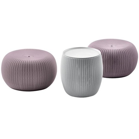 Set 2 scaune rotunde puf Mov + masa Gri - eMAG.ro