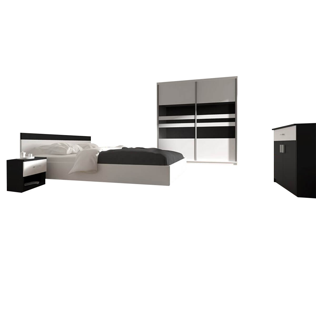 Set dormitor ALEX, alb/ negru - eMAG.ro