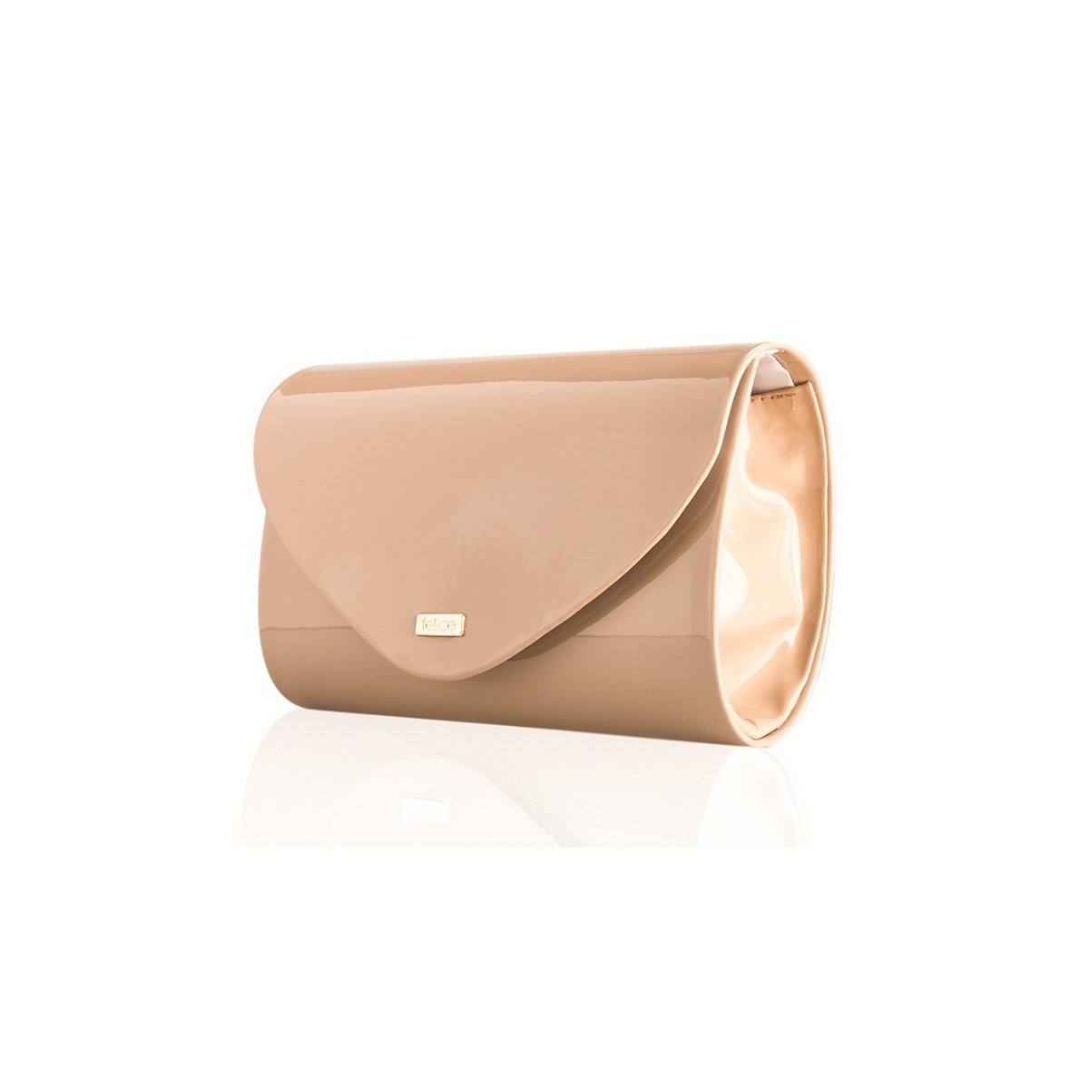 Felice, Geanta clutch din piele ecologica lacuita, Bej - eMAG.ro