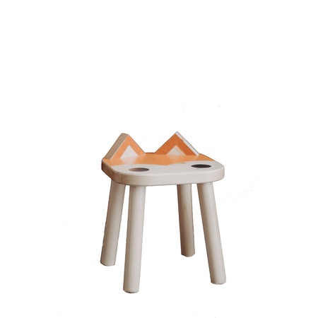 Scaun copii din lemn si pictat manual - Bubuland, vulpe - eMAG.ro