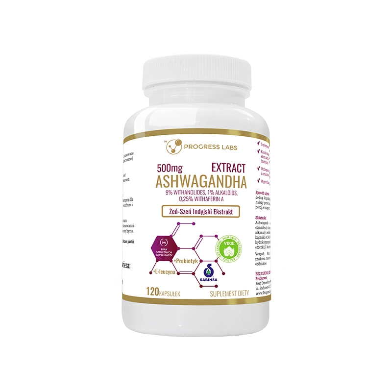 Progress Labs Ashwagandha Extract 500mg 9% Withanolides 120 Capsule ...