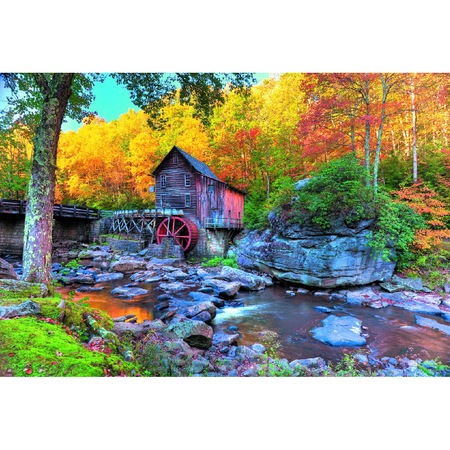 Fototapet Toamna in padurea cu moara, 300 x 250 cm - eMAG.ro