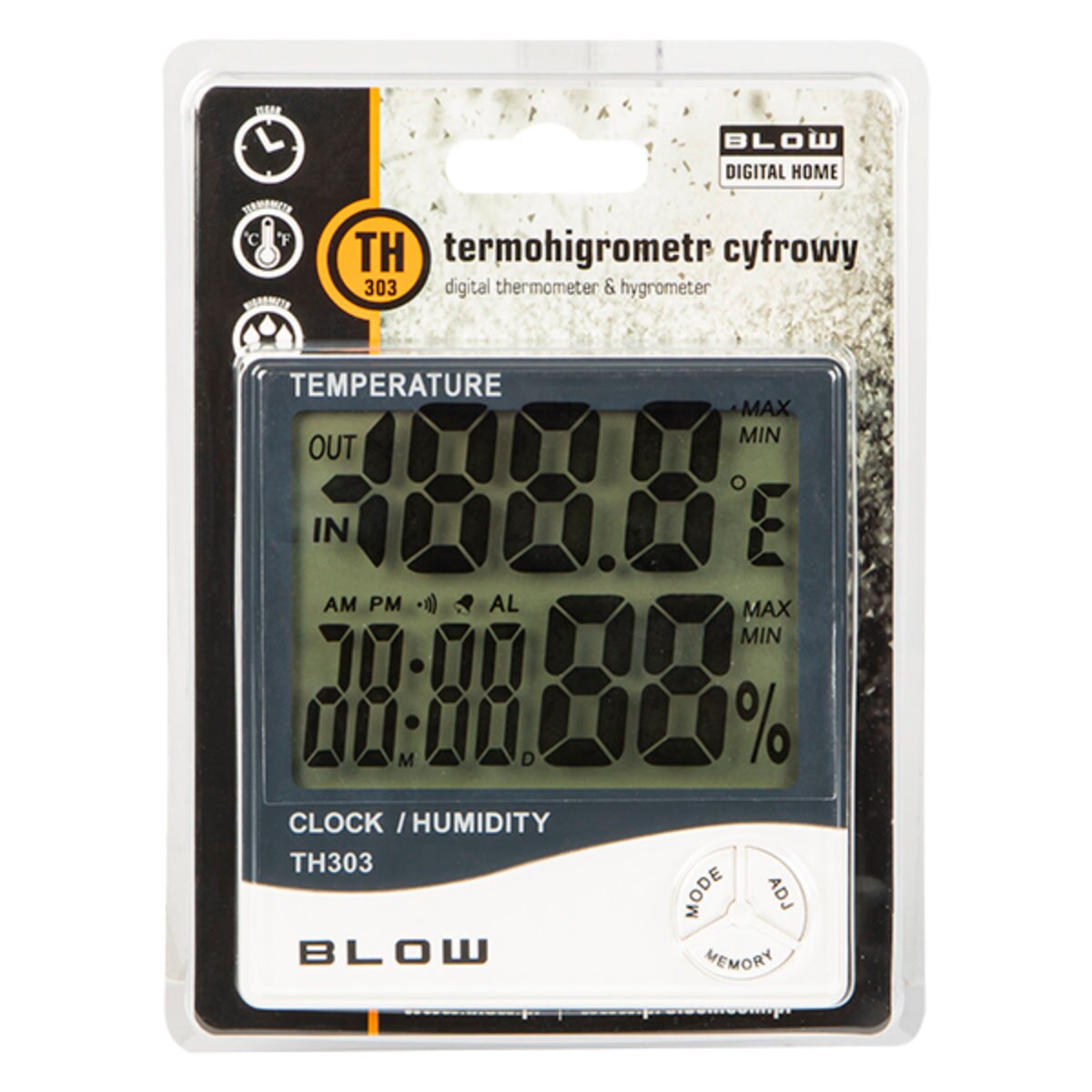 Termohigrometru digital cu ceas desteptator Blow TH50-303, Indicator de ...