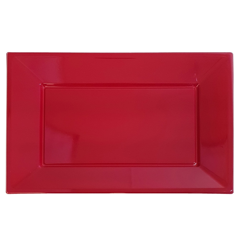 Platouri plastic, set de 10, dreptunghiulare, 10 x farfurie mare, grena ...