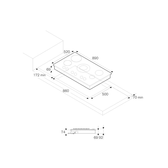 Plita incorporabila Bertazzoni Profesional PM3630GX, 90 cm, plita gaz ...