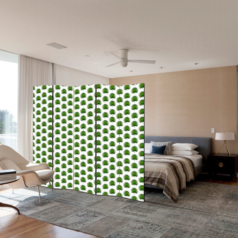 Paravan de Camera ArtDeco din 5 Panouri Contur frunze tropicale 175 x ...