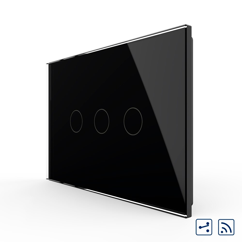 Intrerupator triplu cap scara / cap cruce wireless cu touch Livolo din ...