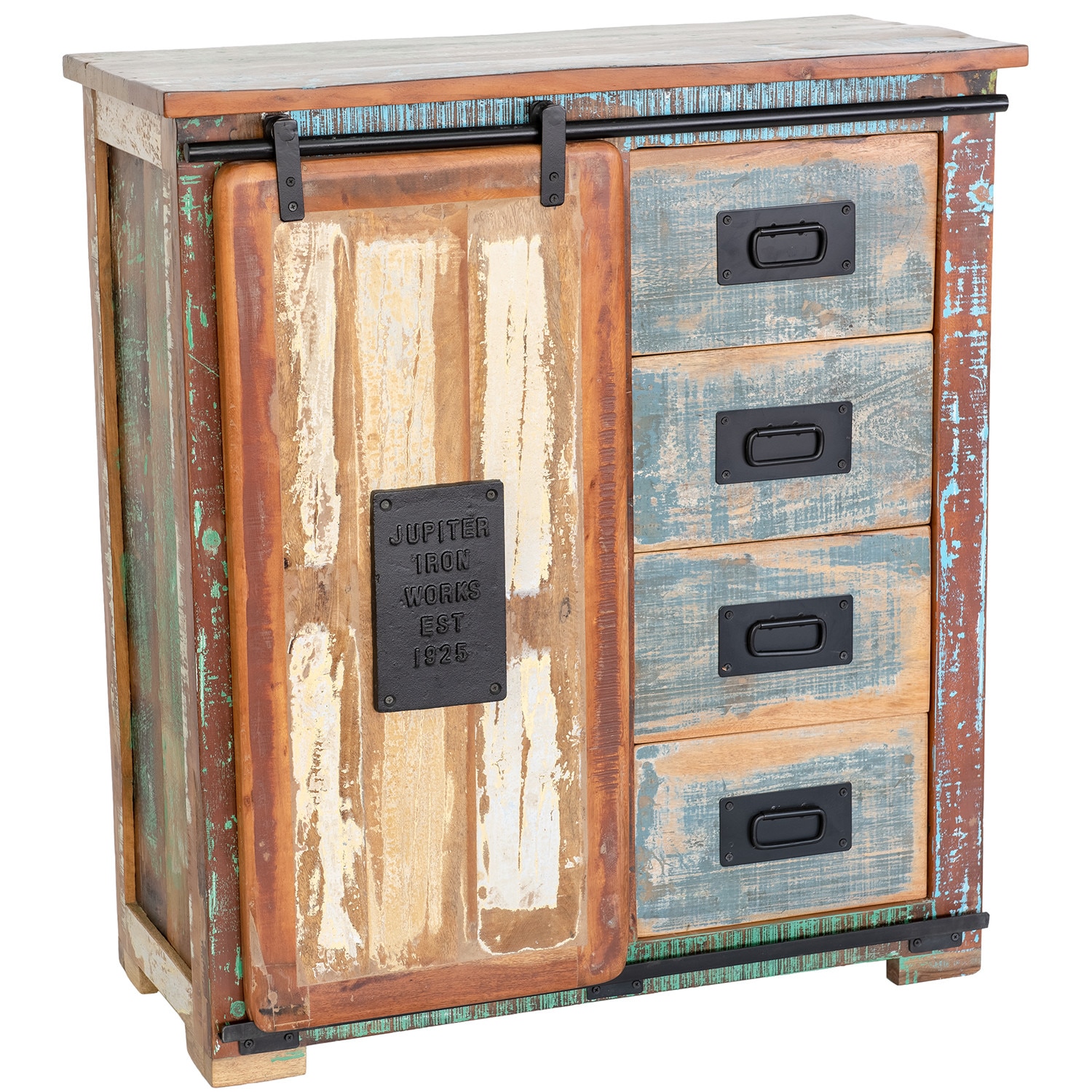 Comoda din lemn masiv reciclat multicolor - eMAG.ro