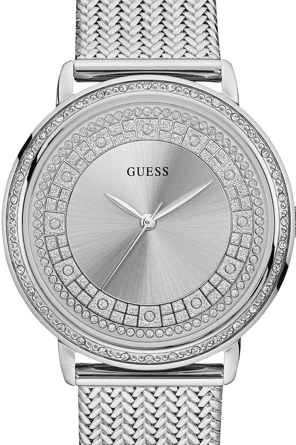 Guess, Ceas quartz cu bratara cu model plasa, Argintiu - eMAG.ro