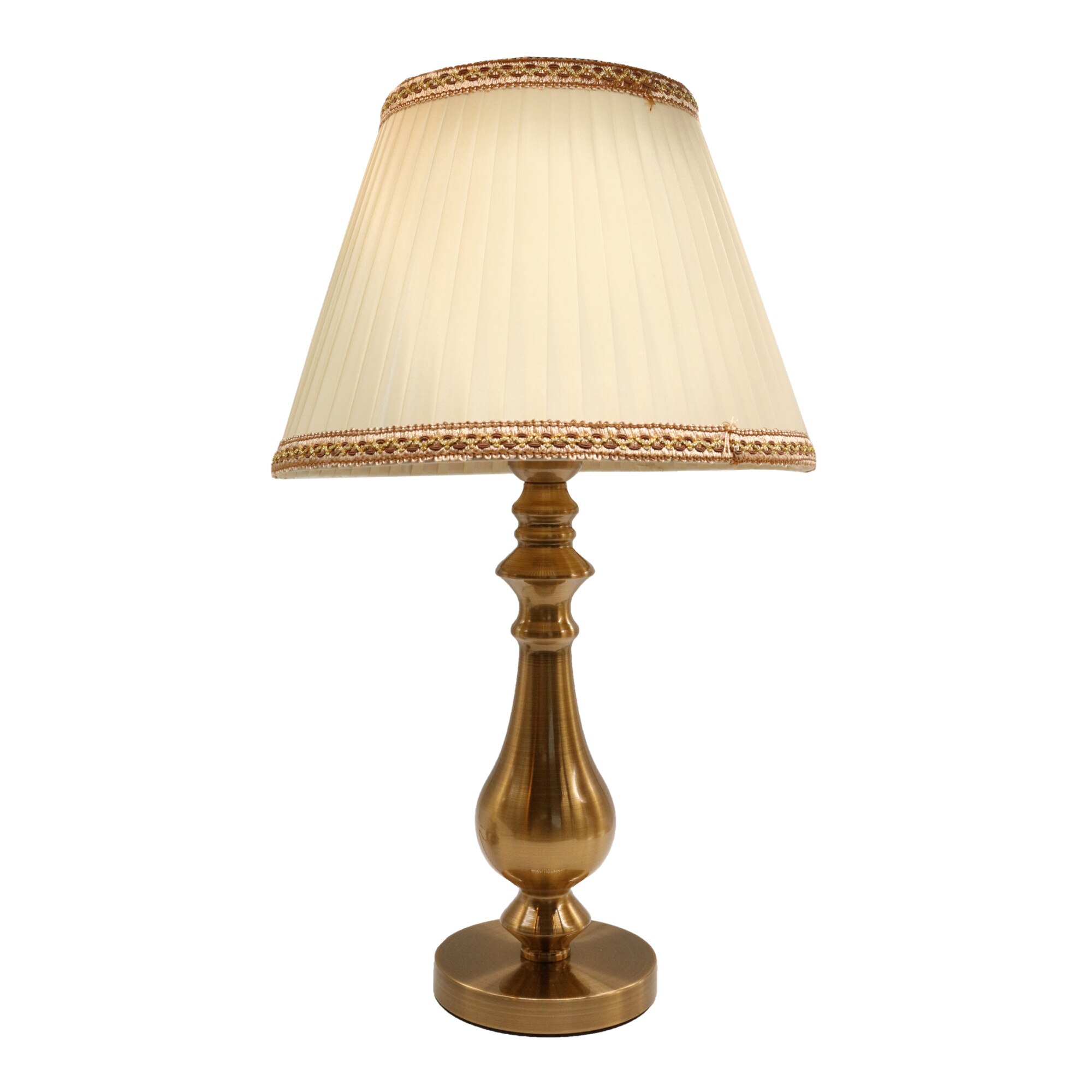 Veioza din metal cu abajur din material textil, Crem/Auriu, 60 cm - eMAG.ro