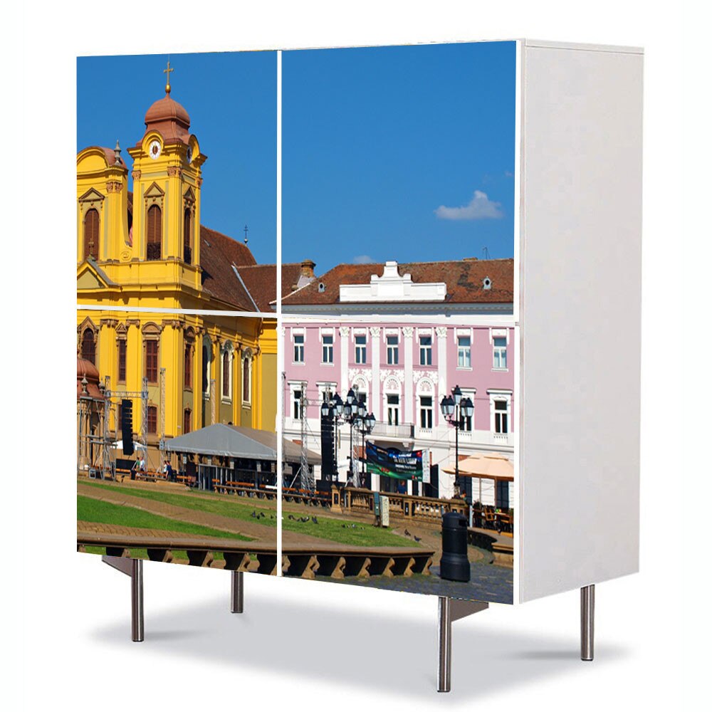 Comoda ArtDecoMag cu 4 Usi Moderna Newline Urban Orase Piata Unirii ...