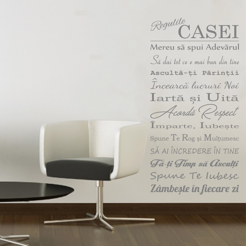 Sticker Decorativ - SMAER - Regulile Casei - 120cm x 60cm - Gri - eMAG.ro