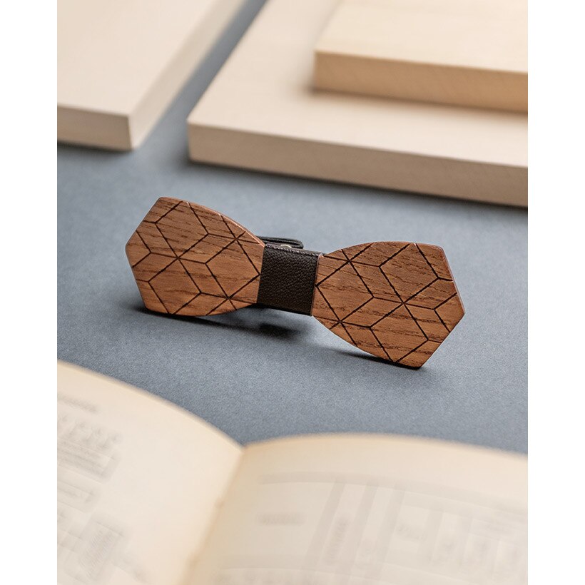 Комплект дървена папионка Darvart Дилов, игла за ревер и джобна ...