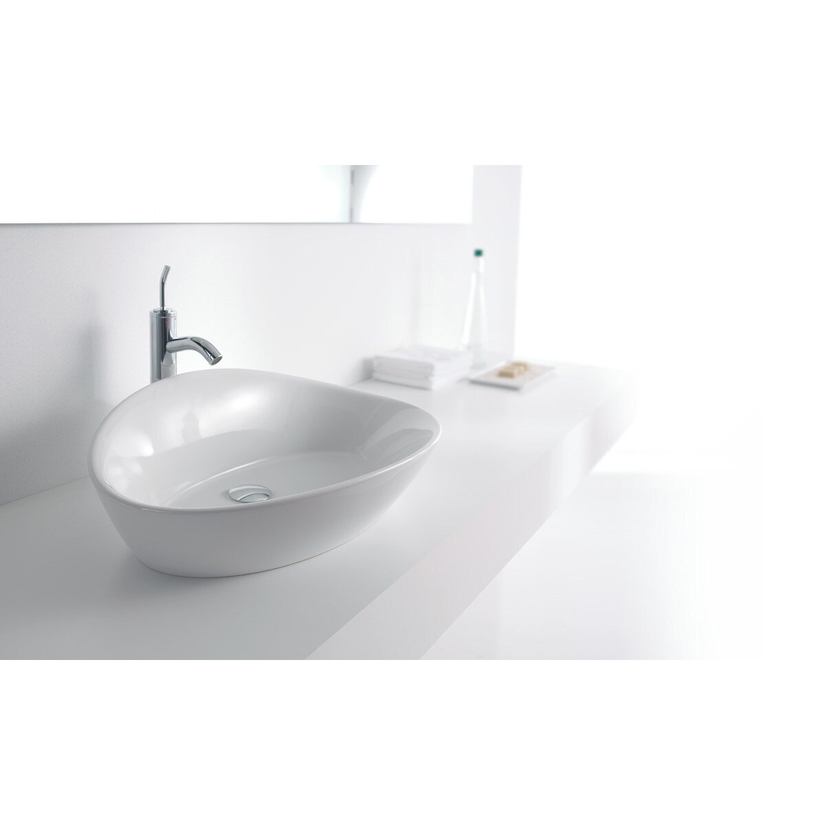 Lavoar Gala Elipse, pe blat, oval, 43x63 cm, alb - eMAG.ro