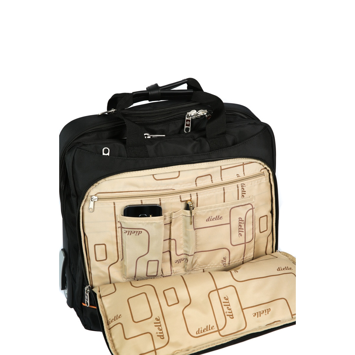 Geanta pilot de voiaj cu sistem troler, Dielle, 25 litri, Negru - eMAG.ro