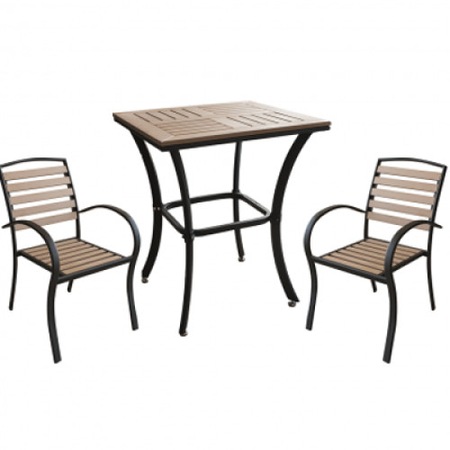 Set balcon masa patrata POLYWOOD NATURAL 60x60x72cm cu 2 scaune ...