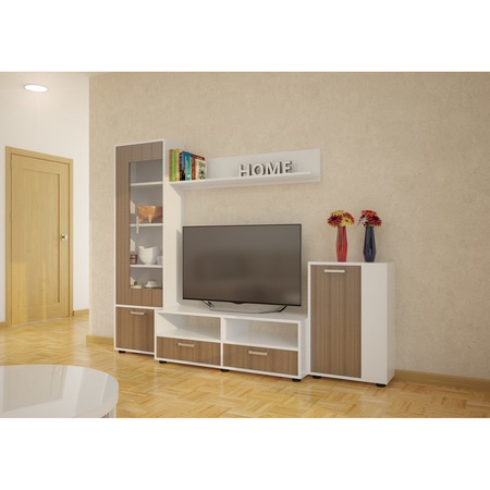 Living Berta,Stejar Cacao/Alb,L 2350/ B 420/ H 1800 - eMAG.ro