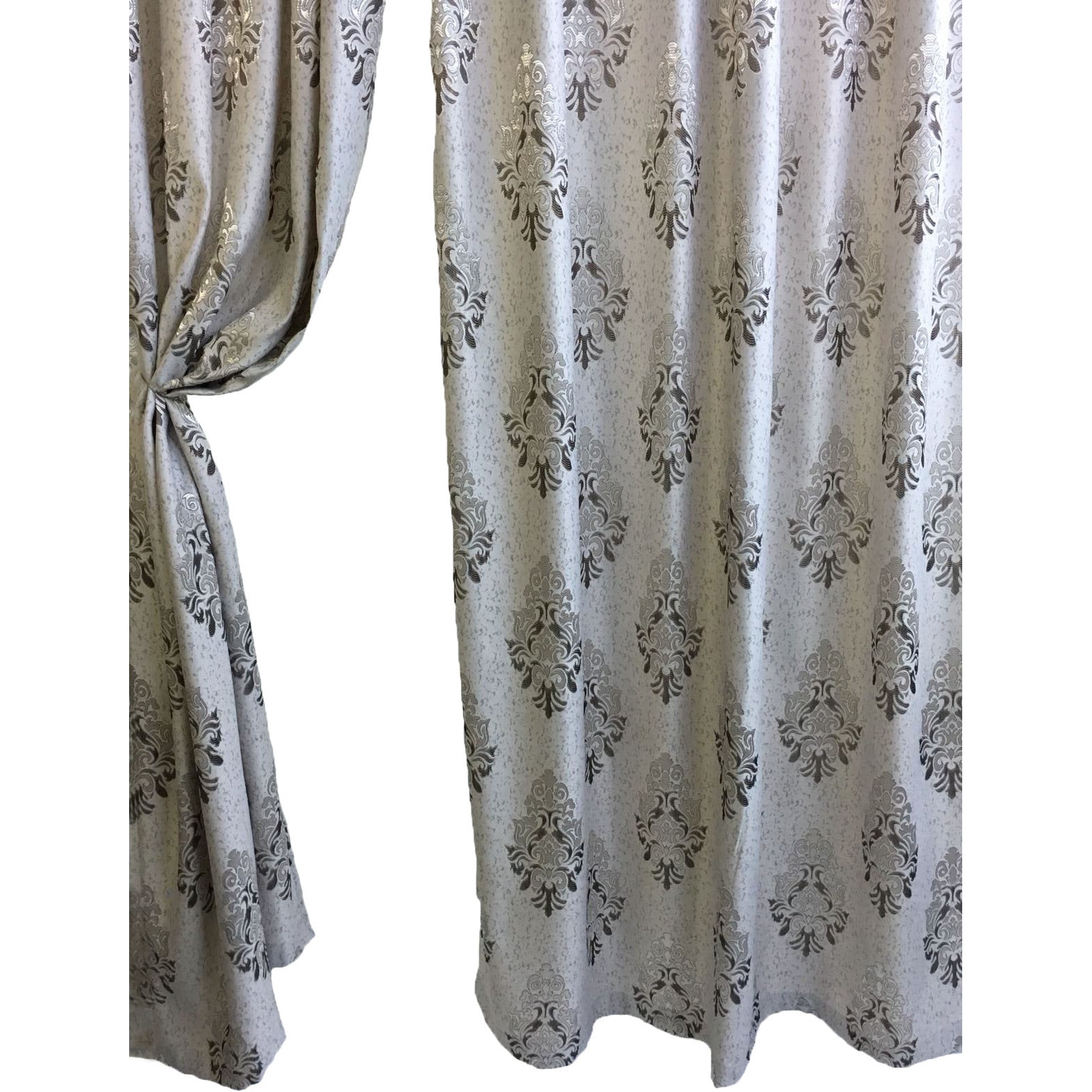 Set draperii semiopace, culoare gri pal, colectia "Barocco - Drops by ...