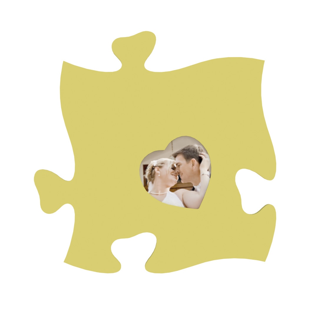 Rama foto tip puzzle, galben, foto 10x10, inima mica - eMAG.ro