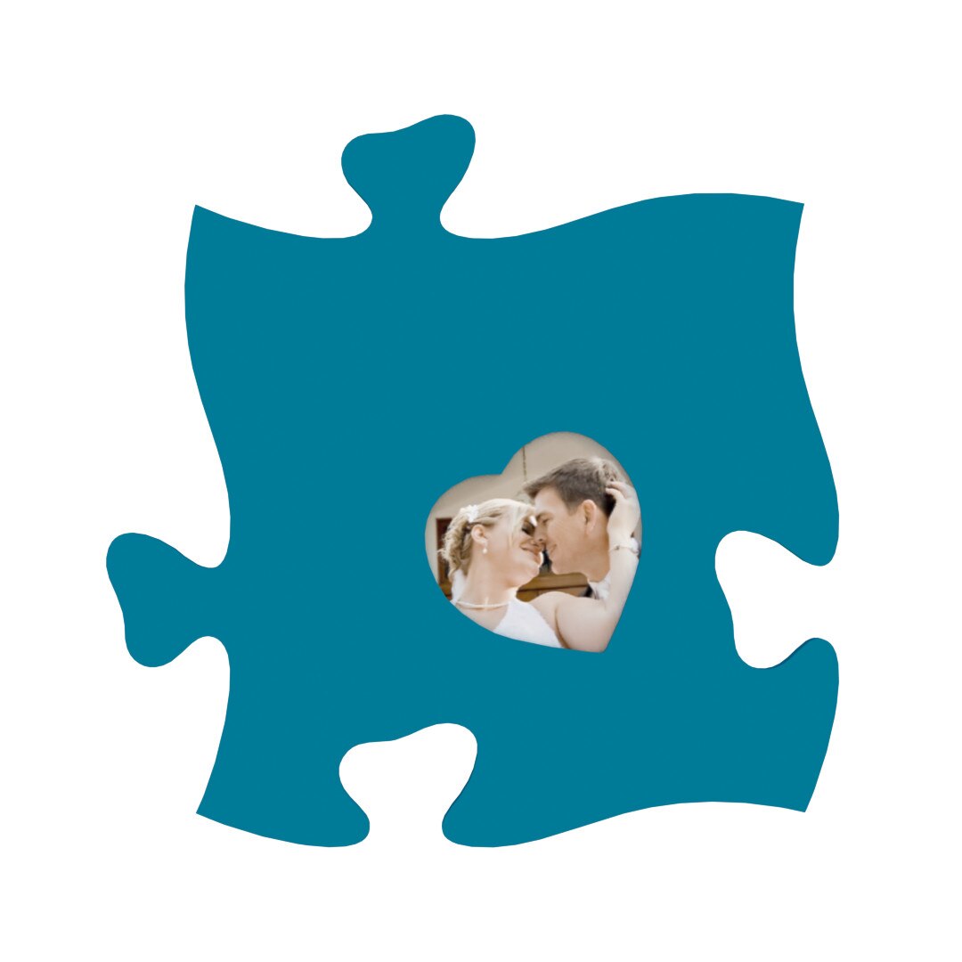 Rama foto tip puzzle, turcoaz, foto 10x10, inima mica - eMAG.ro