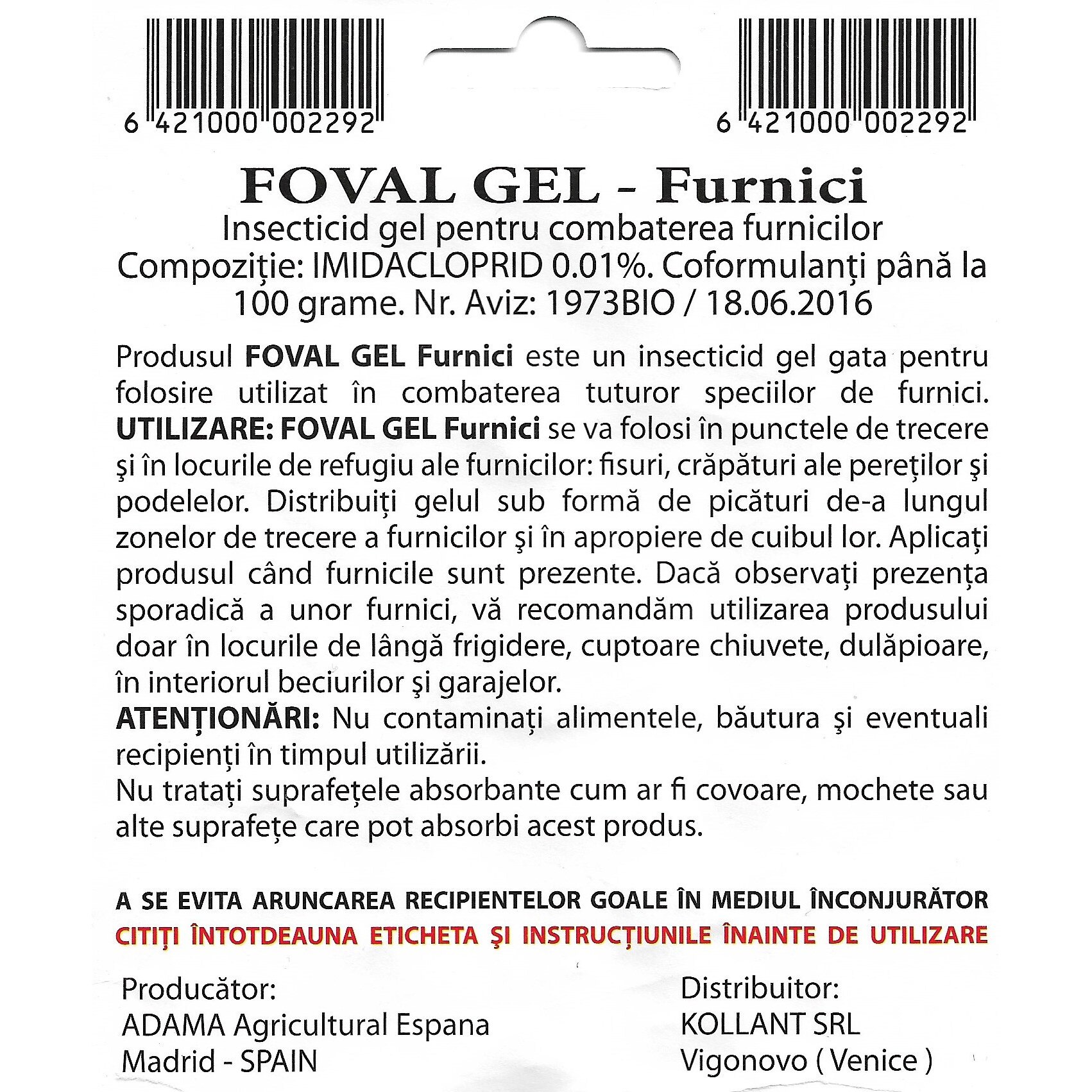 Set 5 x Insecticid Foval Gel - Furnici - eMAG.ro