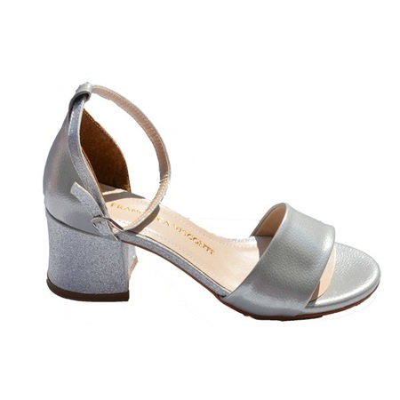 Sandale moderne cu toc patrat, model cu sclipici argintii, D&J ...