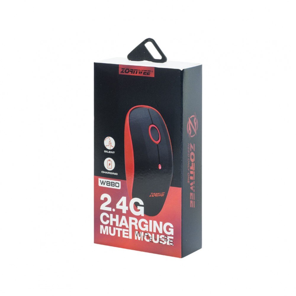 Мишка ZornWee W880, Презареждаема, Безжична, Черен/Червен - 632 - eMAG.bg