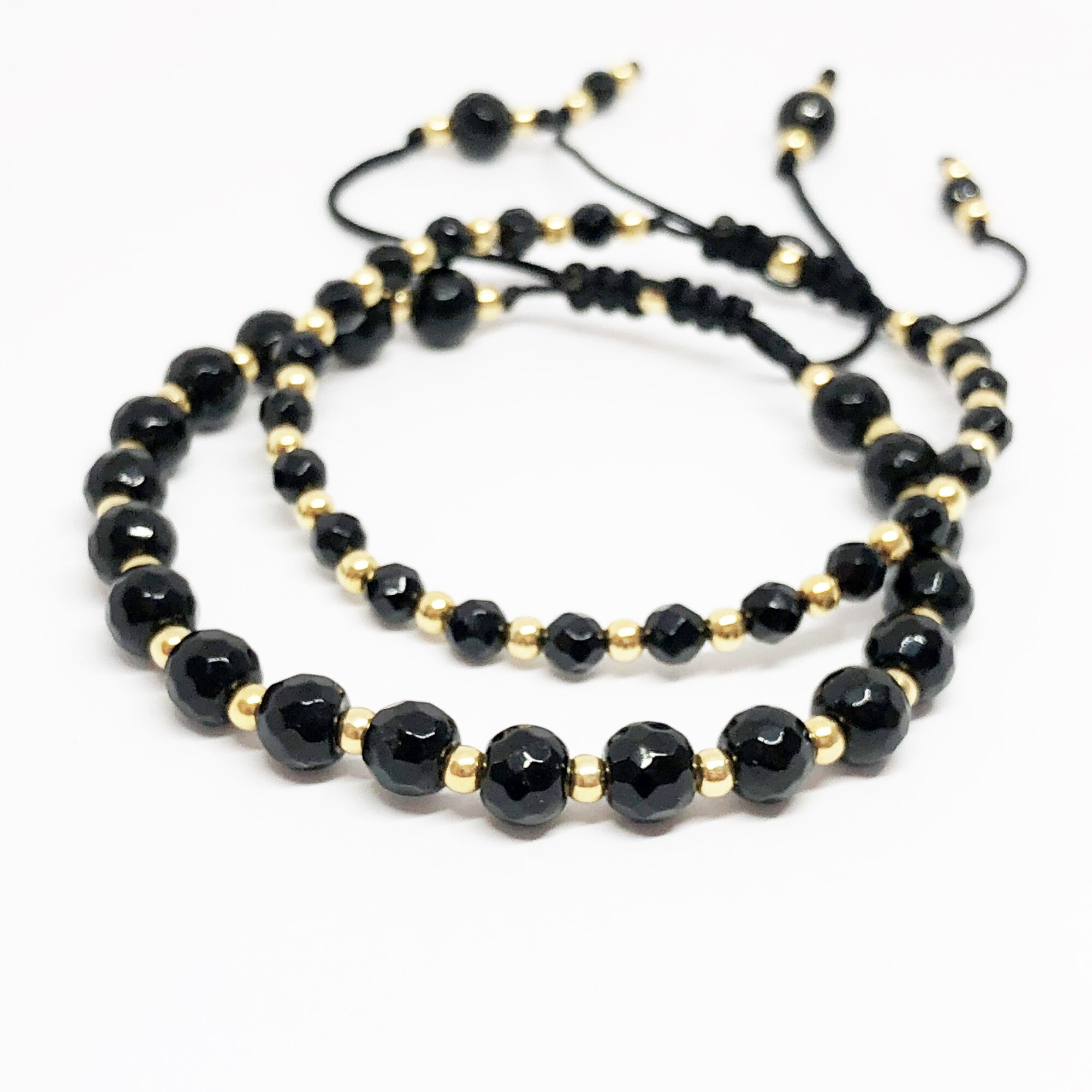 Set bratari Dinuzete pentru ea&el, cadou nunta, argint 925 gold si onix ...