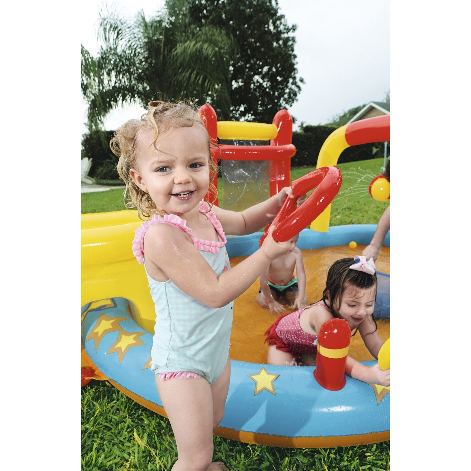 Centru de joaca gonflabil Soda Summer pentru copii, cu piscina, topogan ...