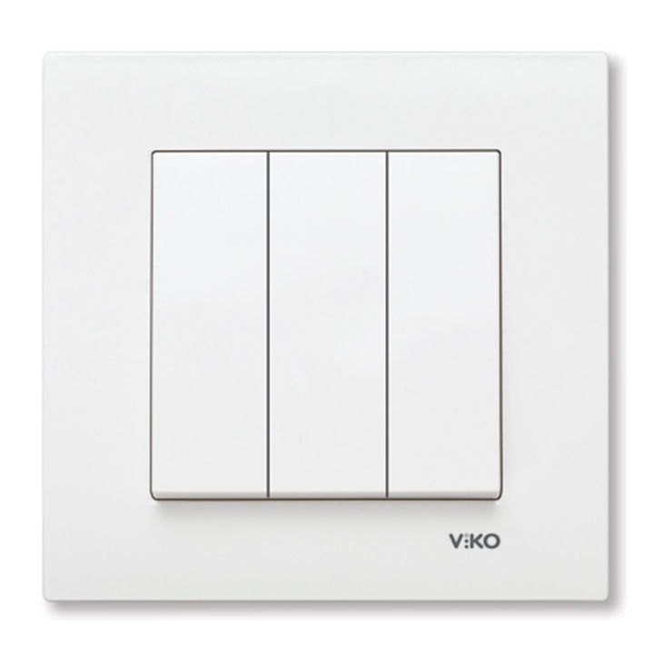 Intrerupator triplu Karre Viko VI-KA3, Ingropat, Alb - eMAG.ro