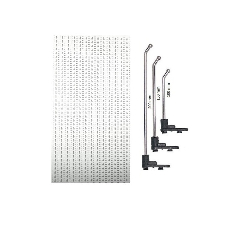 Panou perforat metalic alb vertical, 500x1000 mm cu set 30 carlige ...