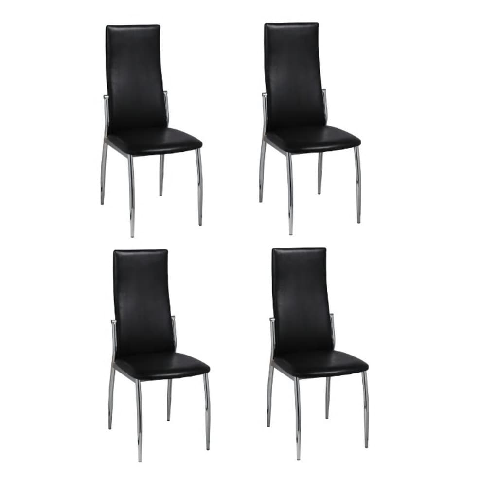 Set 4 Scaune dining, Bucatarie, Modern, negru,54x43x100 cm, piele ...