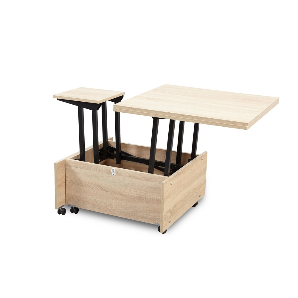 Masa cafea extensibila Ariana, Mobila Sigma, sonoma bej, 75x75x38 cm ...