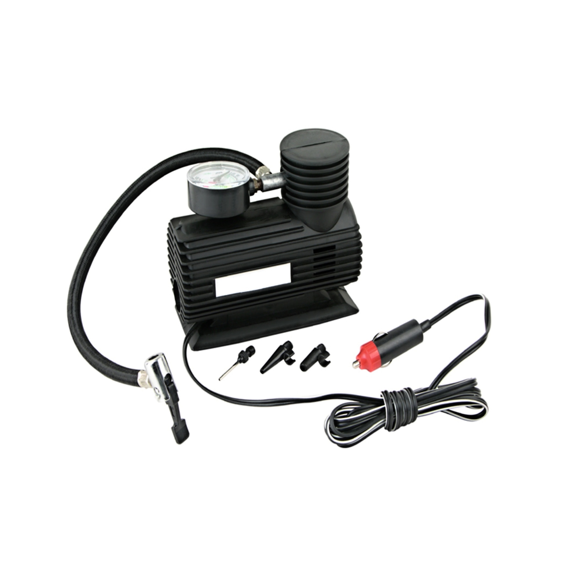 Compresor profesional aer cu manometru 12V, accesorii de umflat incluse ...