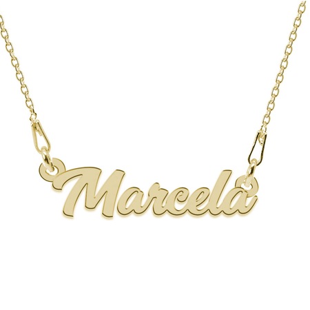Colier Argint Placat cu Aur 18 karate, Nume Marcela, BijouxMAG, 45 cm ...