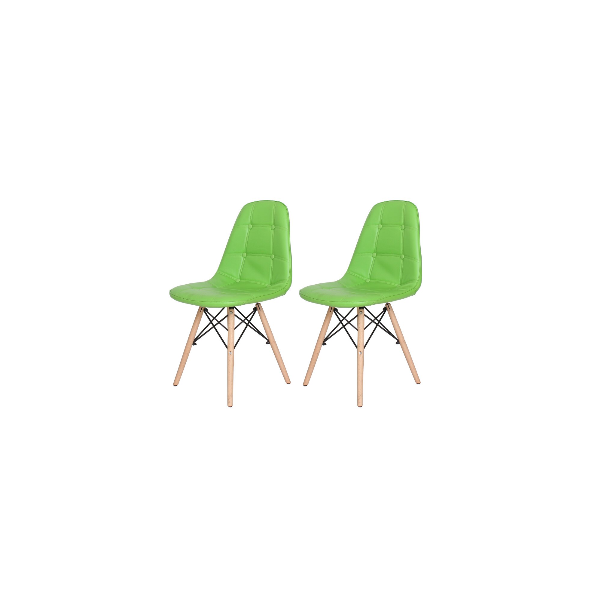 Set 2 scaune Living Eames, piele ecologica, Verde - eMAG.ro