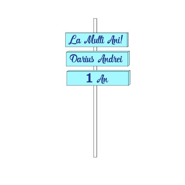 Stalp indicator petrecere, DecoRo, personalizat,lemn, 100 cm ialtime ...