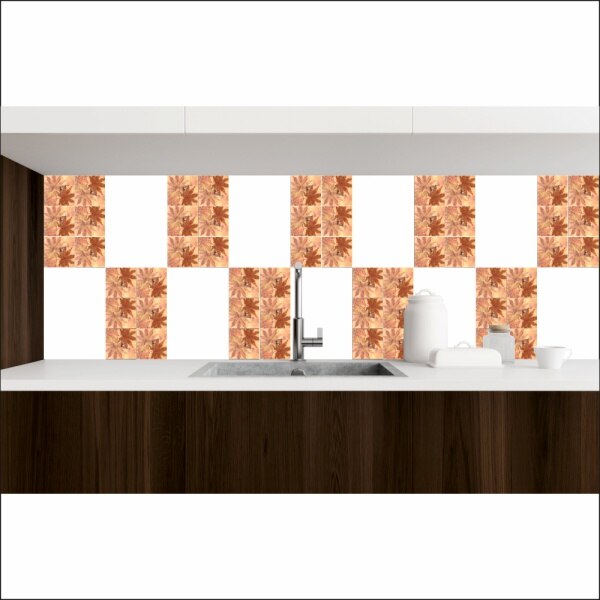 Set stickere autocolante faianta decorativa 20cm x 30cm model frunze ...