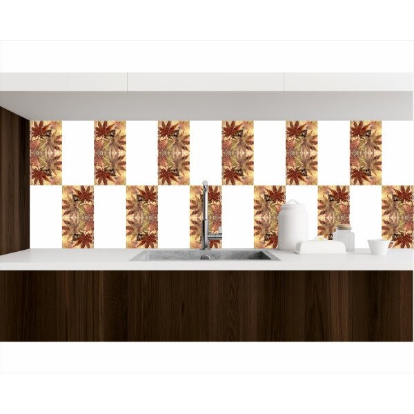 Set stickere autocolante faianta decorativa 20cm x 40cm model frunze ...