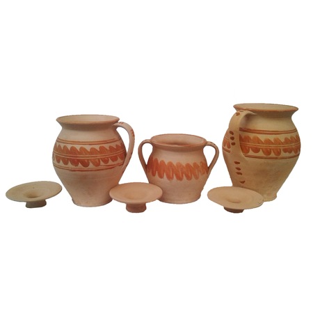 Set de 3 oale traditionale din lut, cu capac - eMAG.ro
