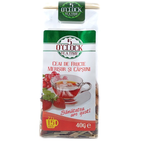 Ceai de Fructe Merisor si Capsuni, 5 O'Clock Tea, 40 grame - eMAG.ro