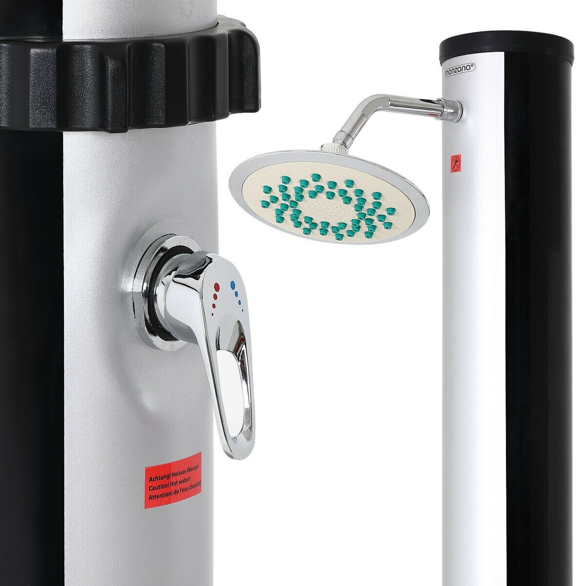 Dus solar 38 Litri, dus pentru picioare, Cap de dus tip Ploaie 15 cm ...