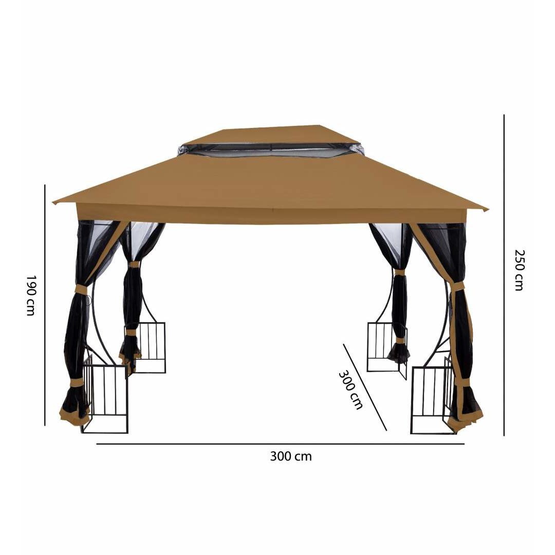 Premium pavilon, kert vagy udvar használatára, méret 3x3m, szúnyogháló ...